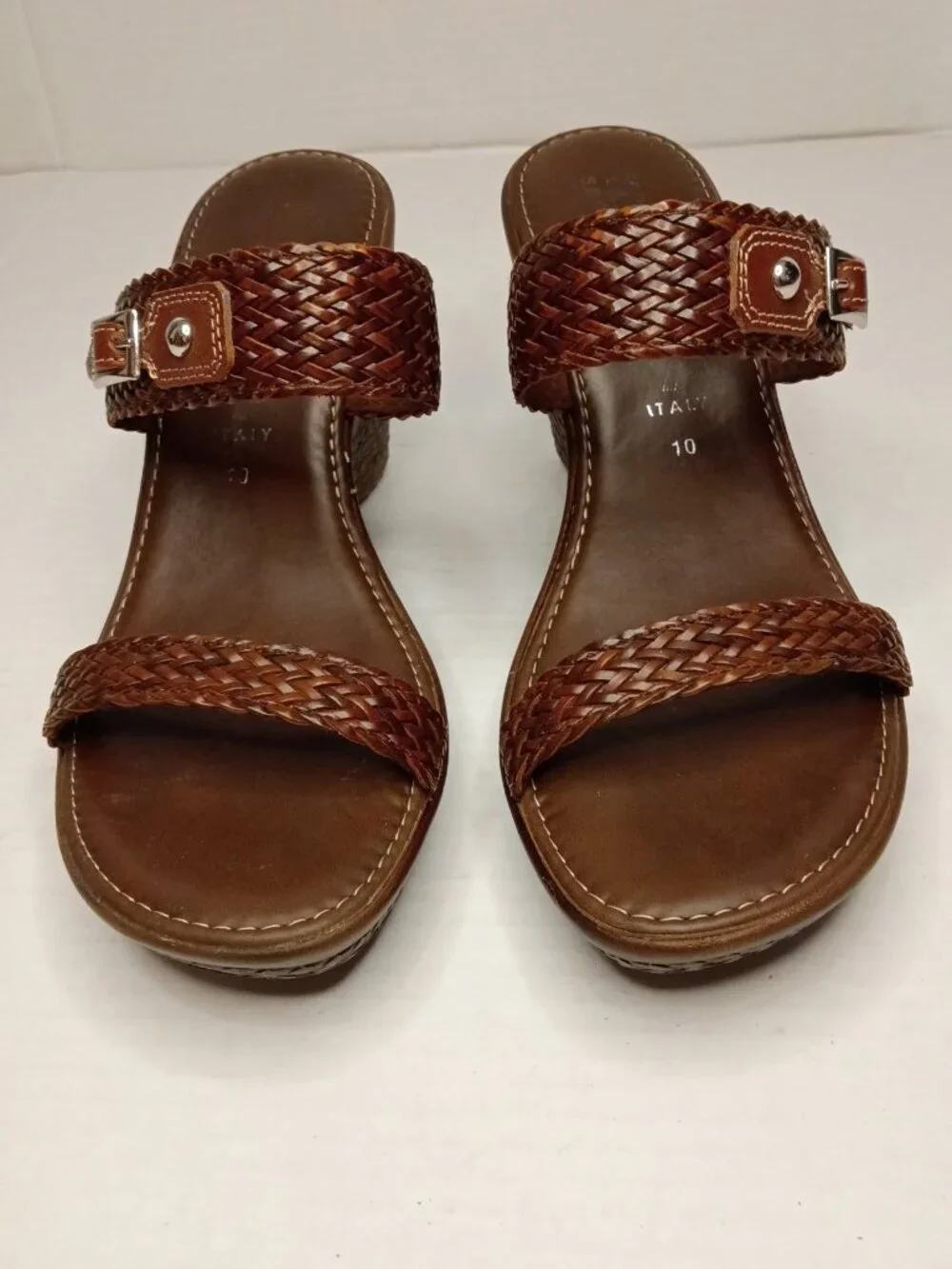 Italian Shoemakers | Shoes | Italian Shoemakers Brown Braided Wedge ...